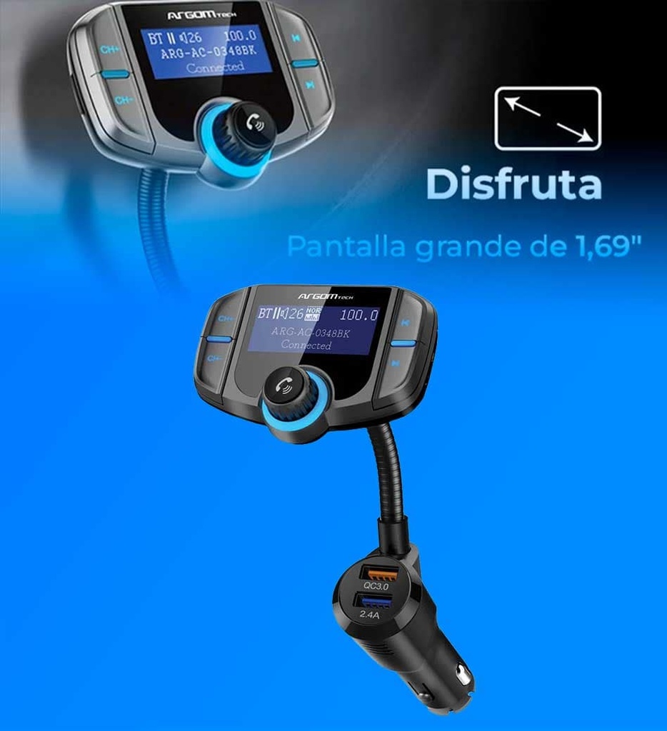 Kit de Manos Libres Argom ARG-AC-0348BK Spectro T4 Dos Cargas Rapidas ...